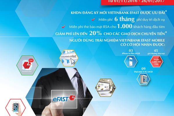 Giao dịch qua VietinBank eFAST trúng thưởng lớn